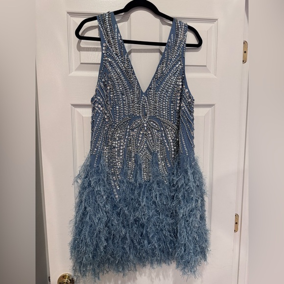 ASOS | Dresses | Asos Blue Beaded Mini Dress | Poshmark